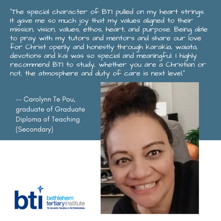 Graduate Profile | Bethlehem Tertiary Institute | BTI | Tauranga, NZ